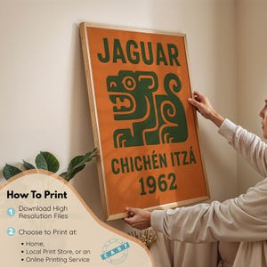 Jaguar Aztec Mexican Wall Art, Vintage Aztec Poster Art Mexican Culture ...