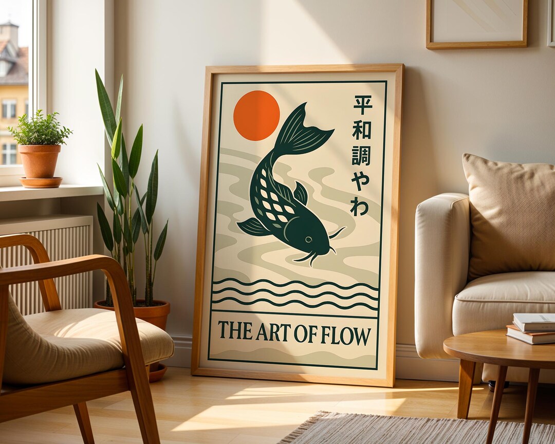Vintage Japanese Koi Print, Japandi Wall Art, Wabi Sabi Wall Art, Yayoi ...