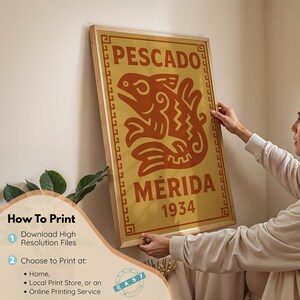Pescado Aztec Mexican Folk Art, Vintage Aztec Poster Art Mexican ...