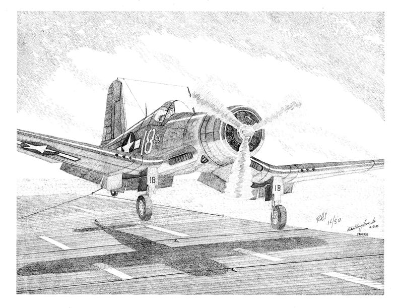 Vought F4U Corsair Carrier Landing During WWII - Etsy