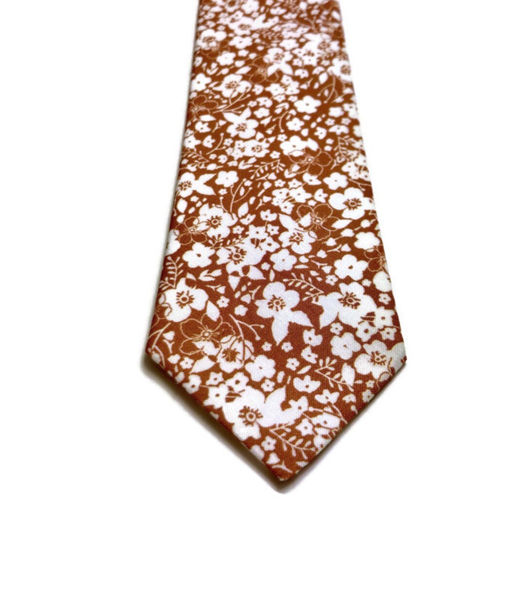 Terracotta Floral Necktie: Rust Wedding Necktie - Etsy