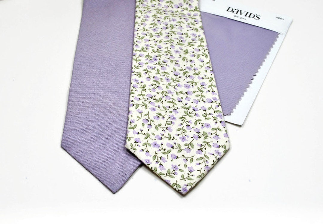 Lavender Linen Wedding Necktie: Iris Floral Ties - Etsy