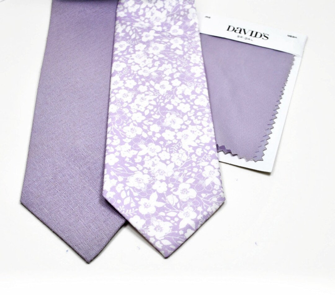 Lavender Linen Necktie: Floral Wedding Ties - Etsy