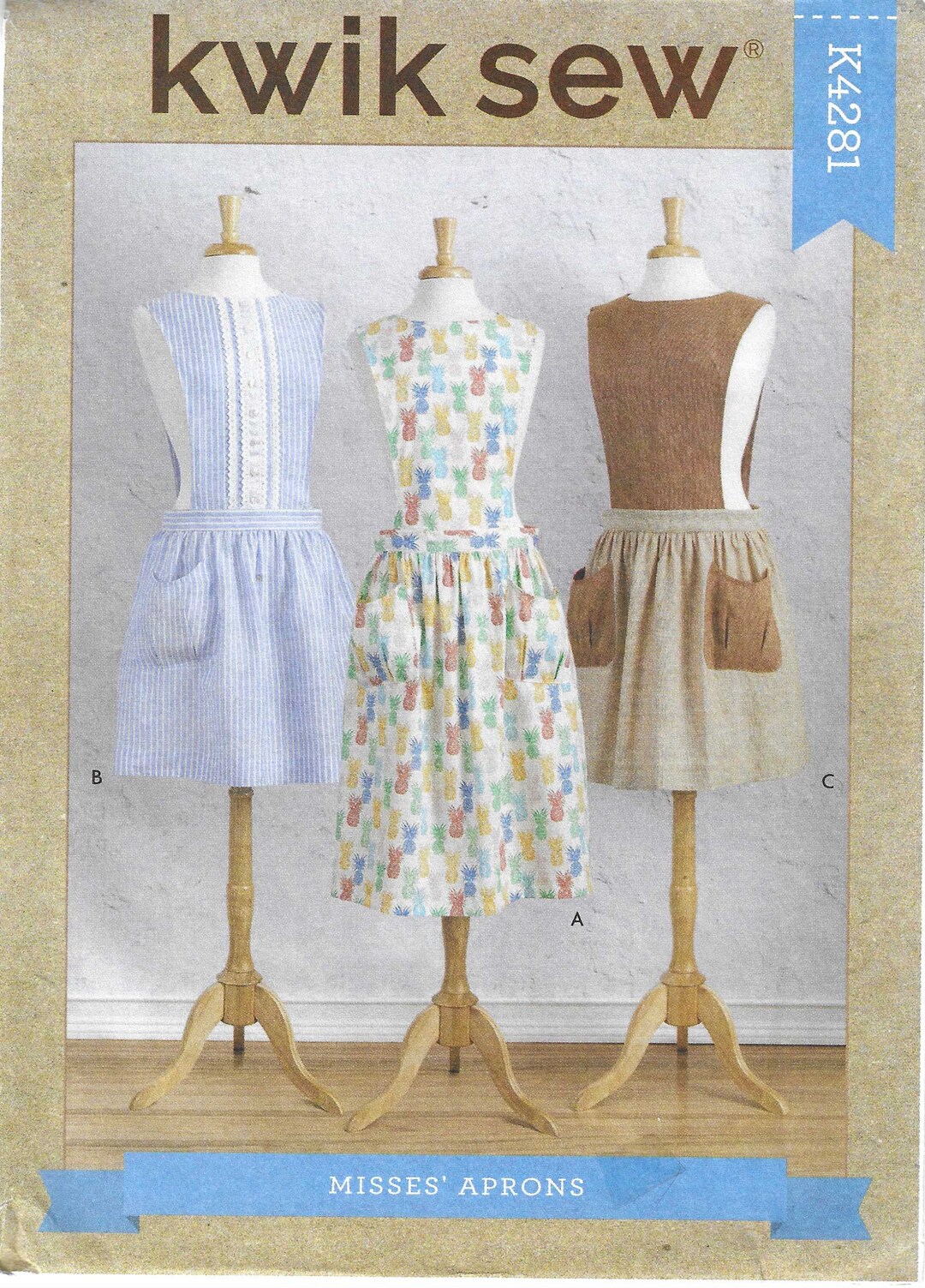 Kwik Sew Pattern K4281 Pullover Bib Aprons Have Patch Pockets, Length ...
