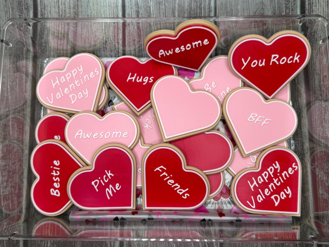 Non Candy Classroom Valentines, 3D Printed Conversation Heart Sets - Etsy