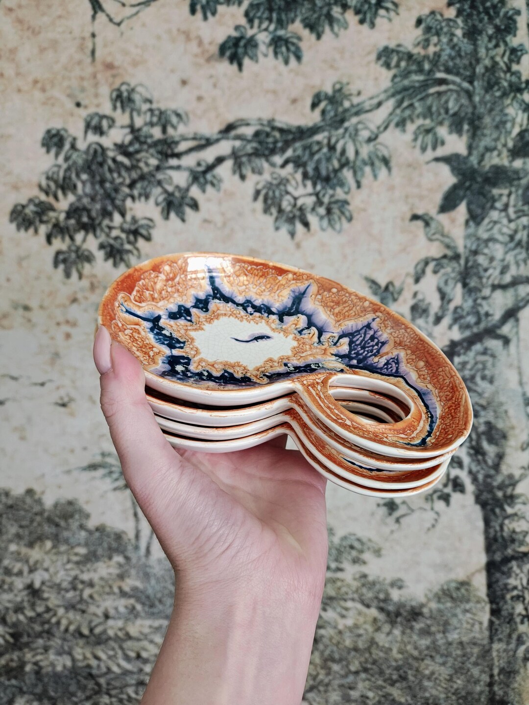 Vintage Sylvac Lava Flow Lustre Footed Dishes. 4 Available - Etsy