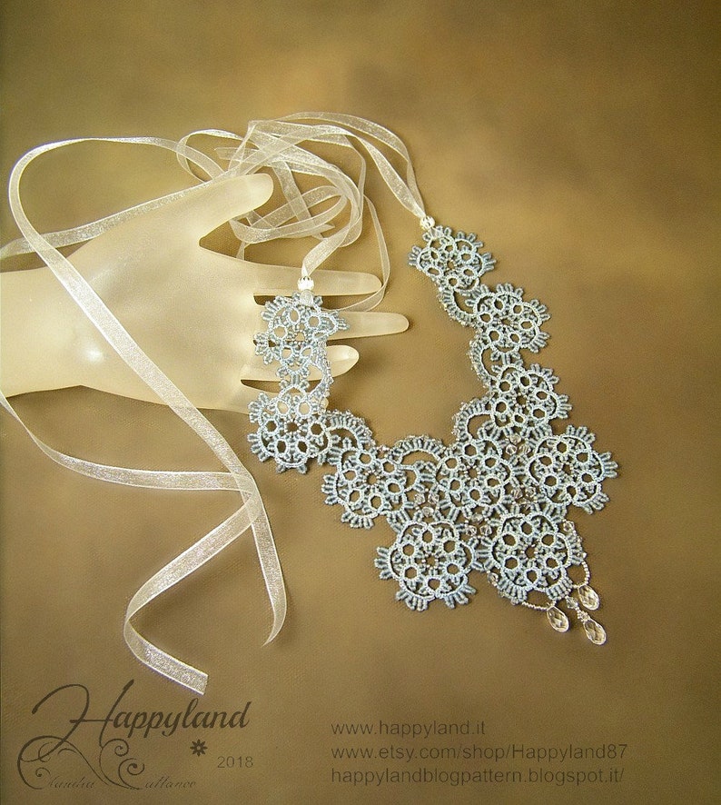 Lorina necklace needle tatting kit and tutorial step by step | Etsy