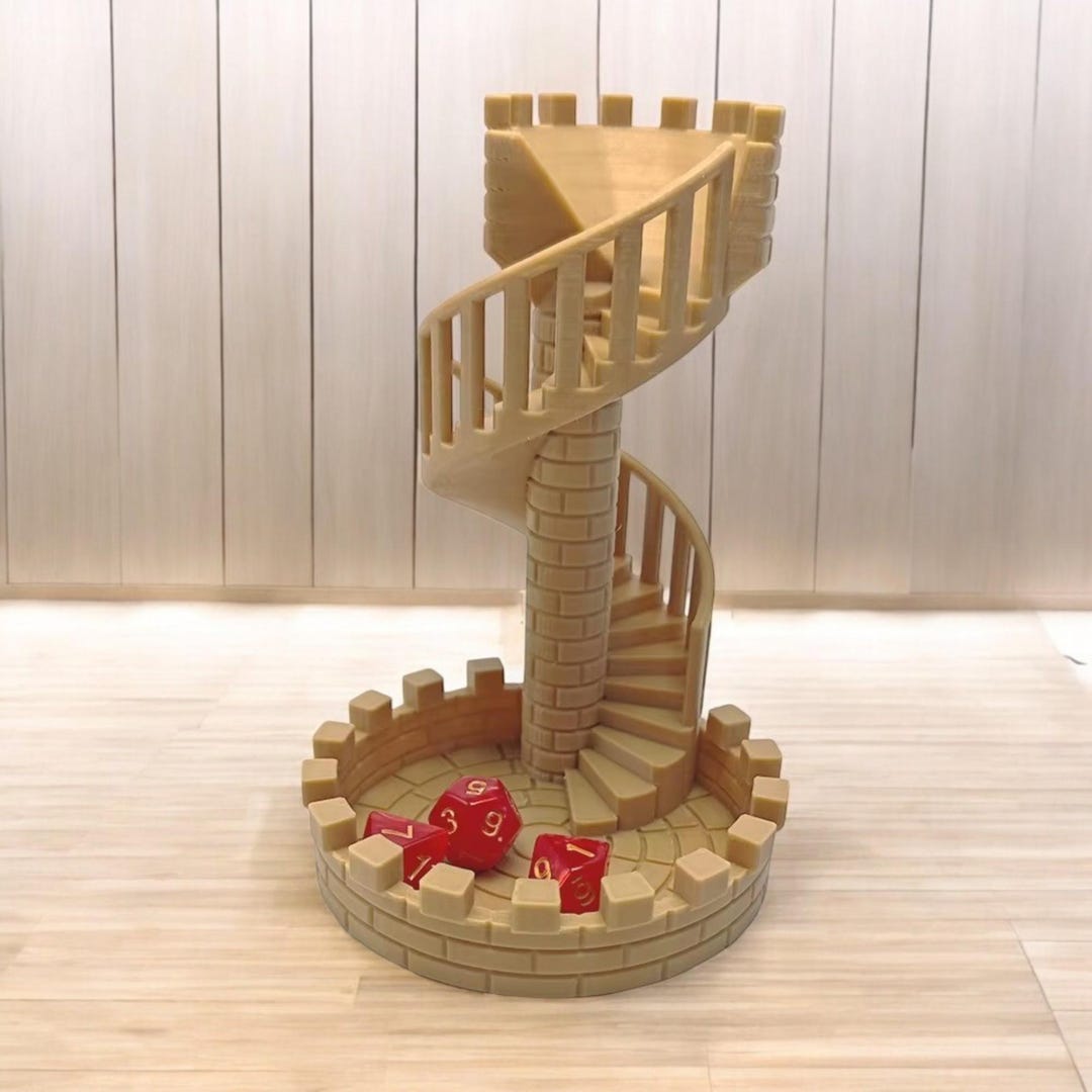 D&D Dice Roller Tower and Tray – 3D Printed Castle Staircase – Fantasy ...