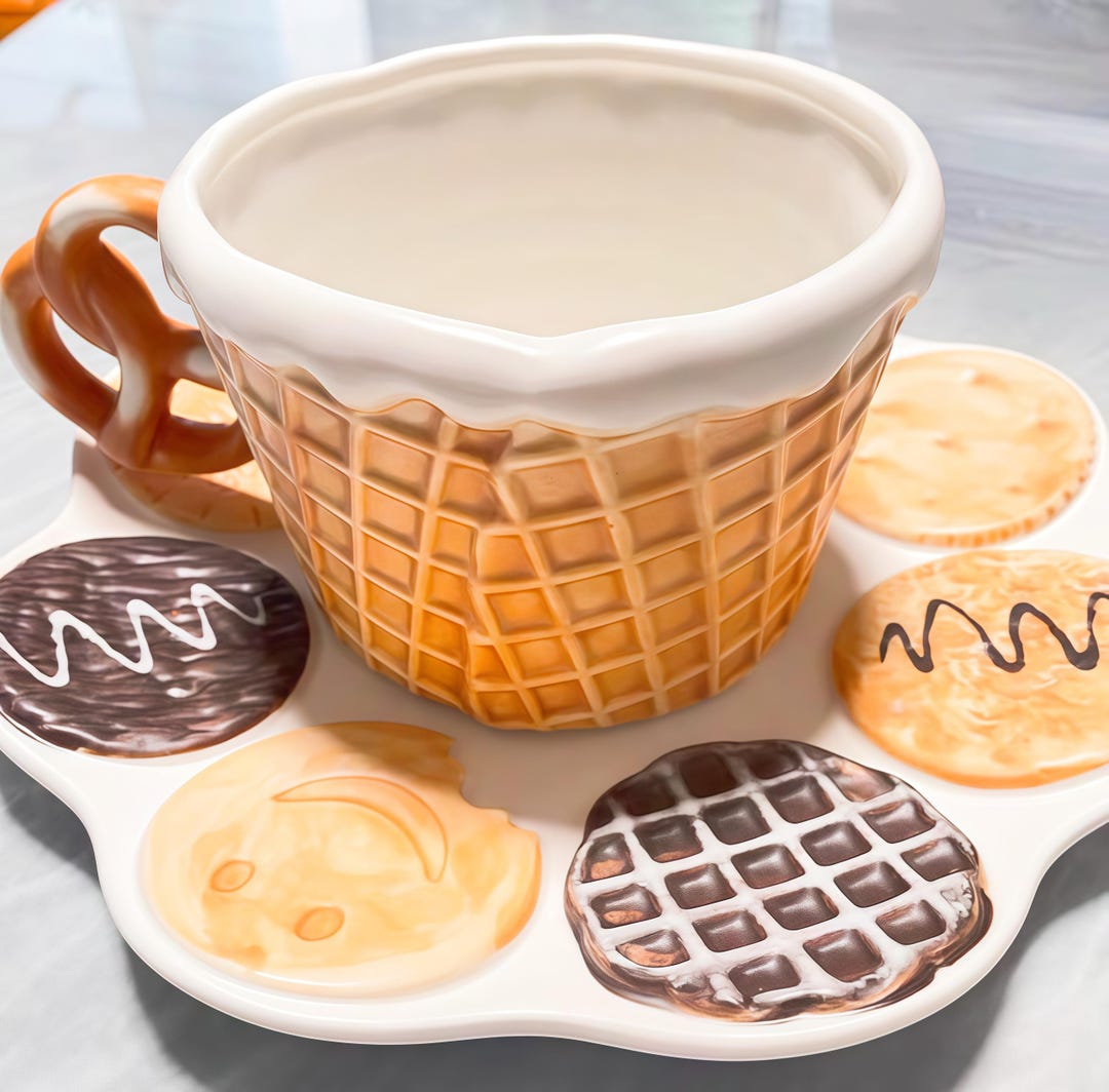 Sweet Treat for Your Morning Brew – 300ml Waffle Cone-inspired Ceramic ...