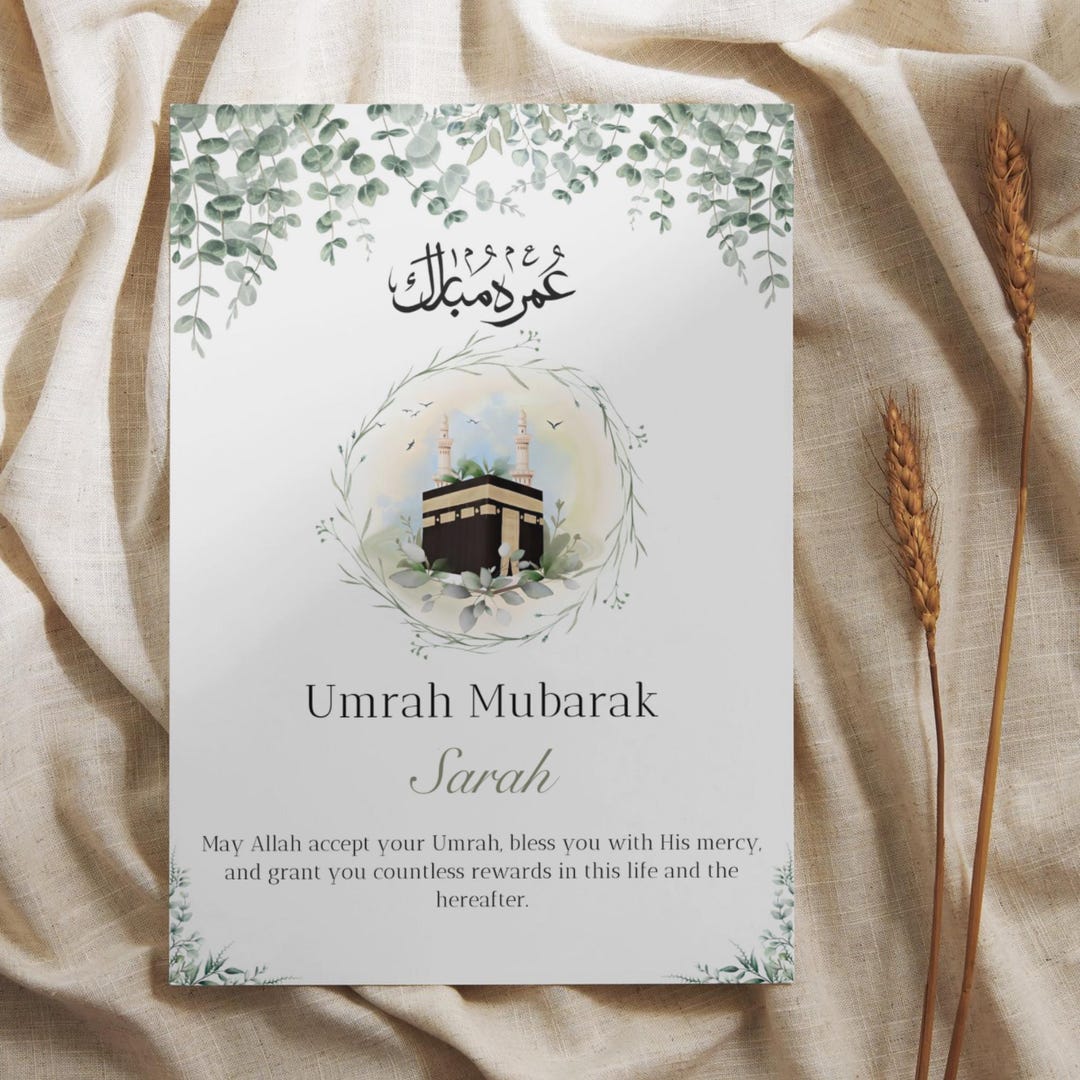 Umrah Mubarak Greeting Card | Printable, Editable, Instant Download ...