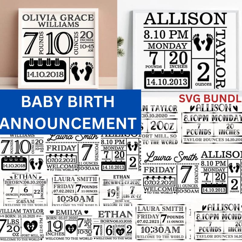 Birth Stats Svg - Etsy