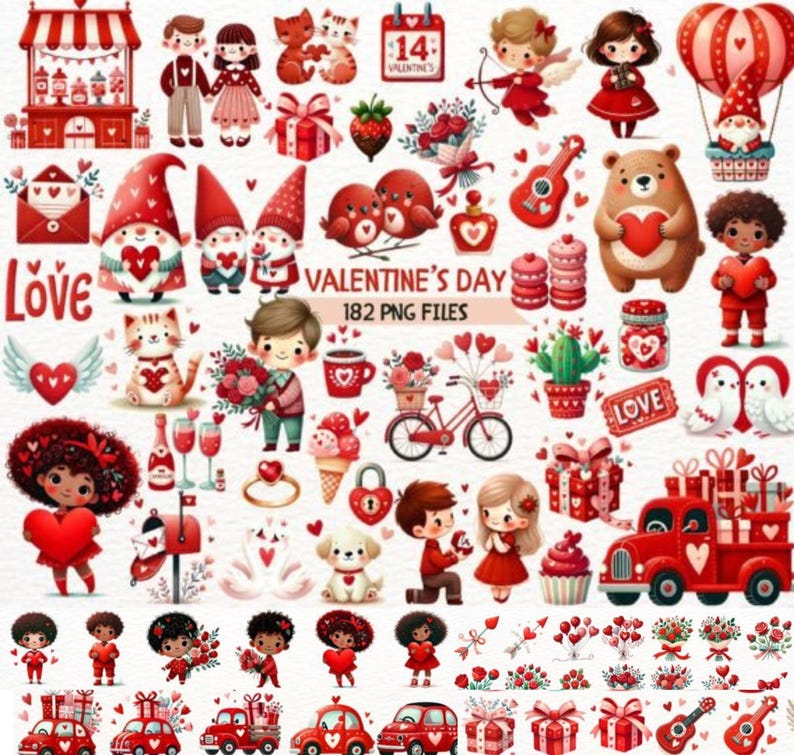 Valentine's Day | Watercolor Hearts | PNG Elements - Etsy