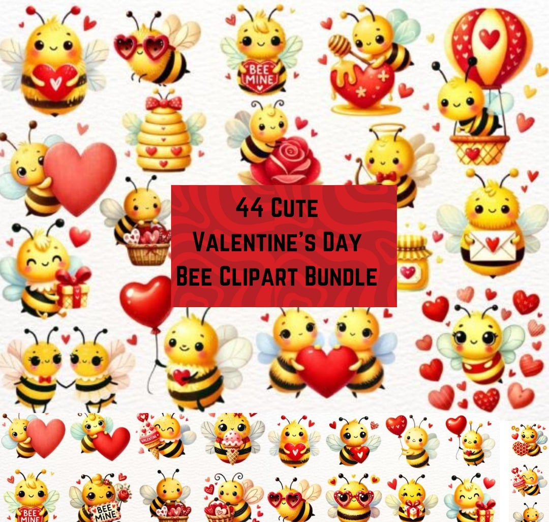44 Valentine's Day Bee Cliparts – Adorable Watercolor Pngs for ...