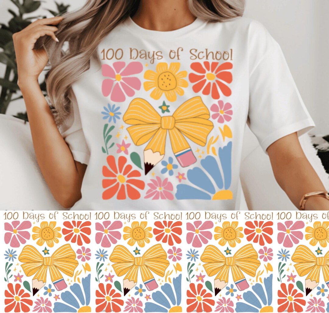 100 Days of School Coquette PNG, Boho 100 Days of School Png, Teacher ...