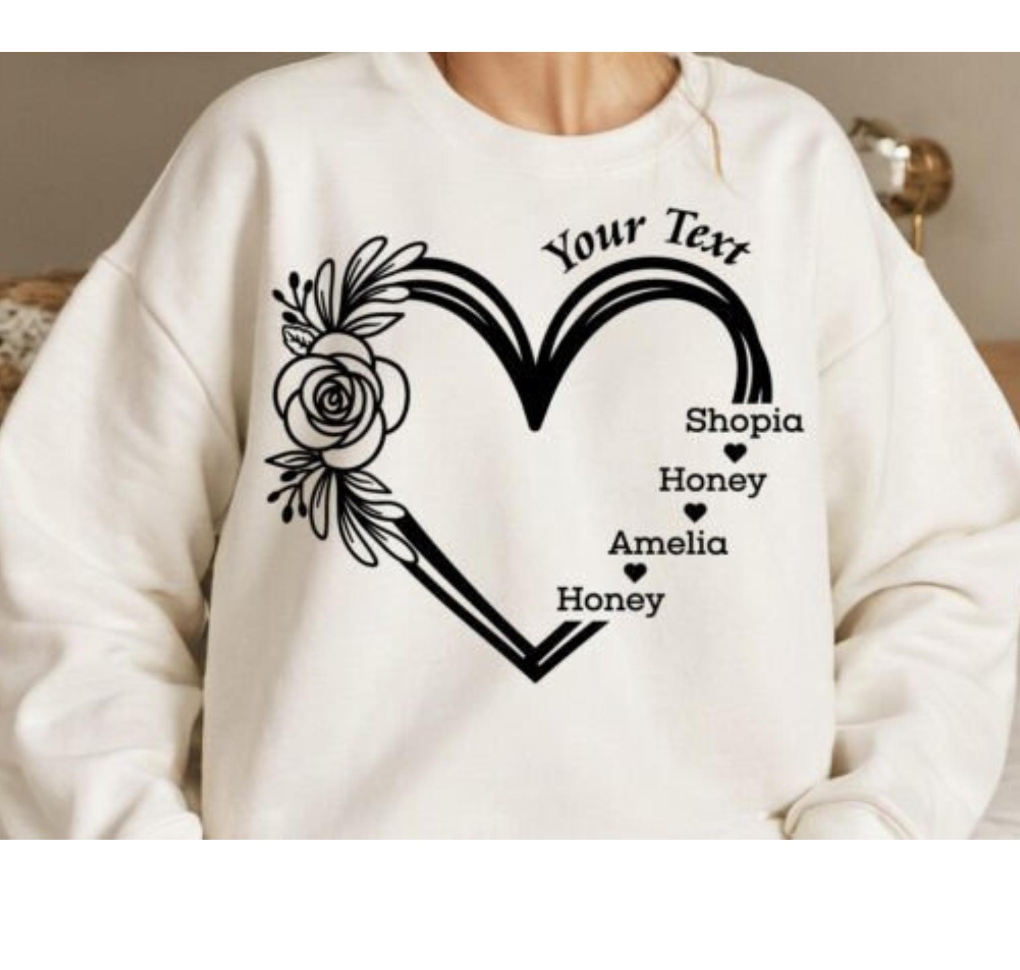 Custom Heart Name Svg Bundle , With Kids Name , Nana Sweater,custom ...