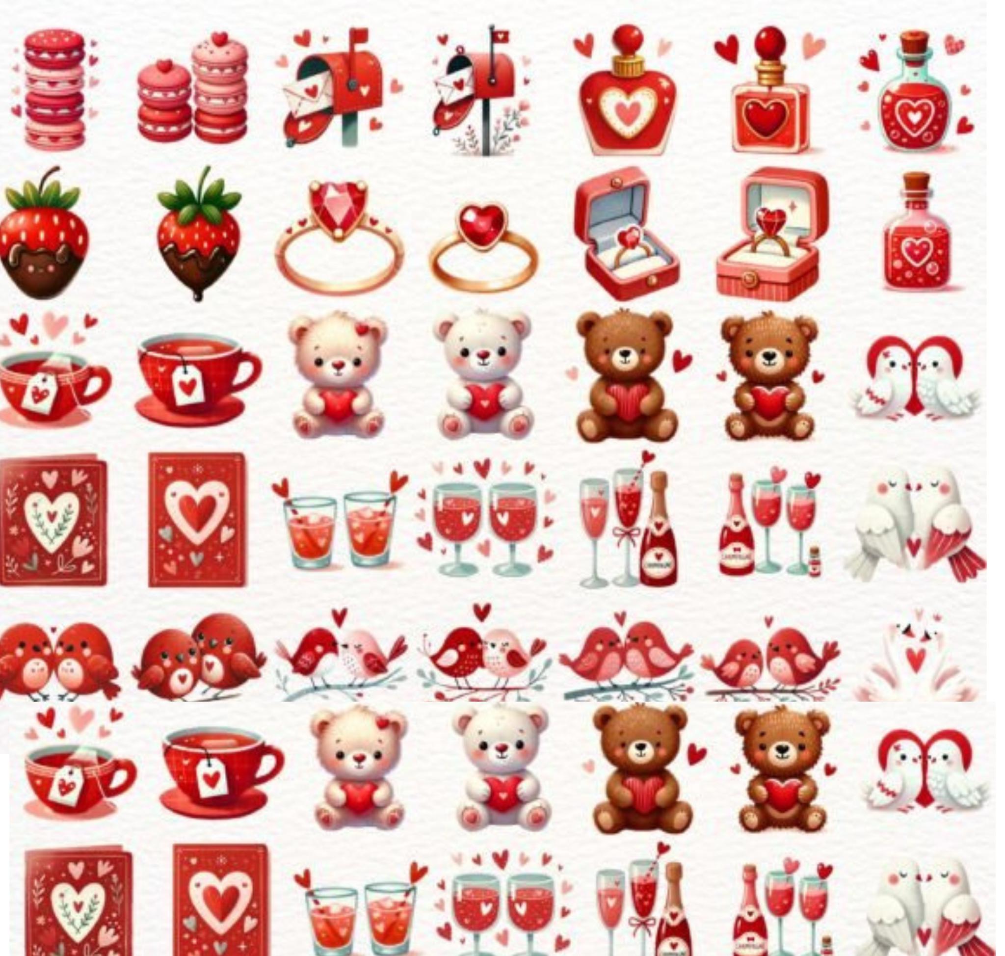 Valentine's Day | Watercolor Hearts | PNG Elements - Etsy