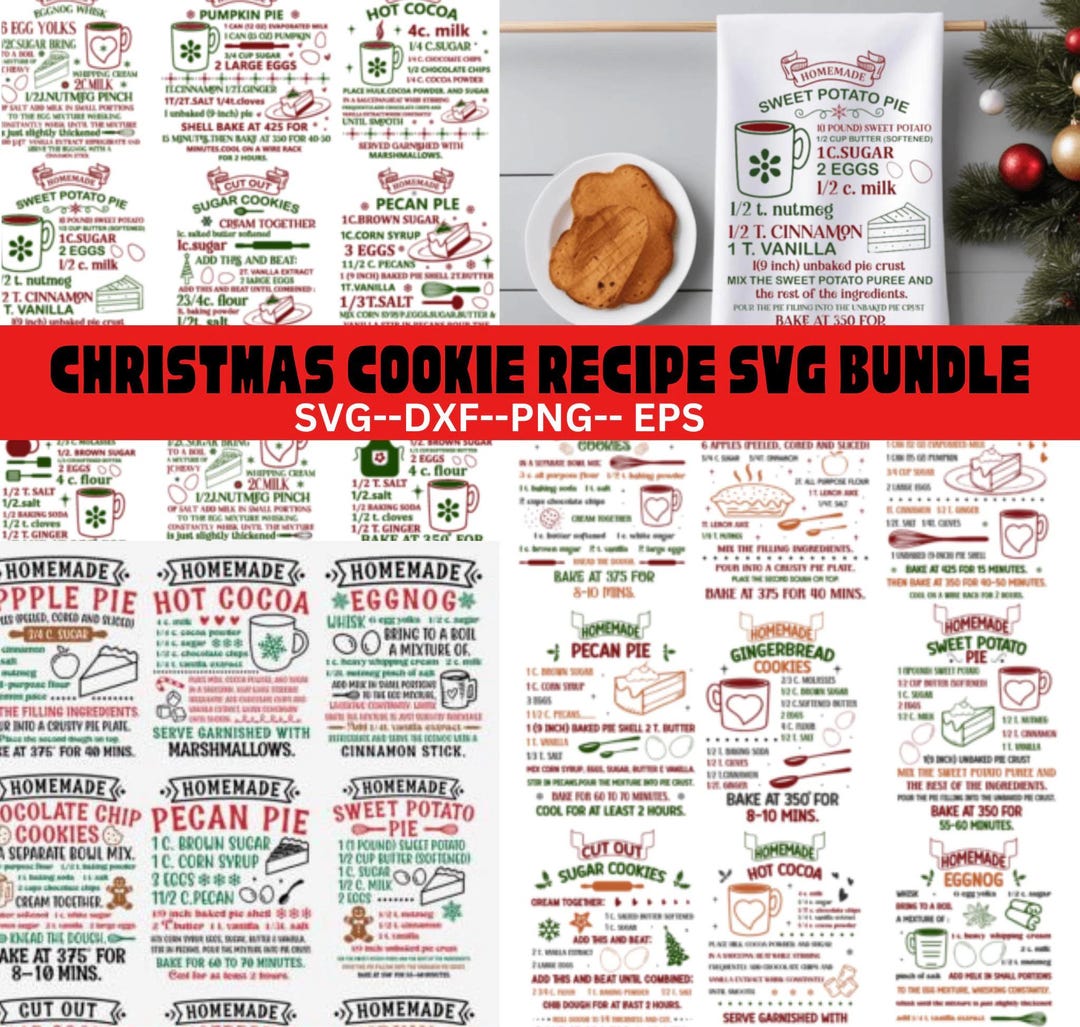 Recipe Svg Bundle, Kitchen Svg, Hot Cocoa Svg, Gingerbread Cookie Svg ...