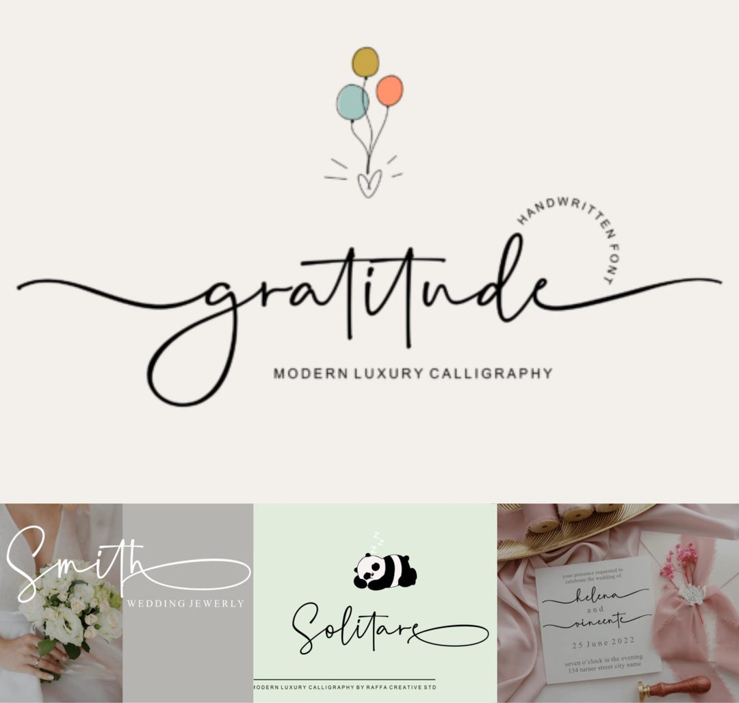 Gratitude Font, Cursive Font Bundle, Script Fonts, Canva Font ...