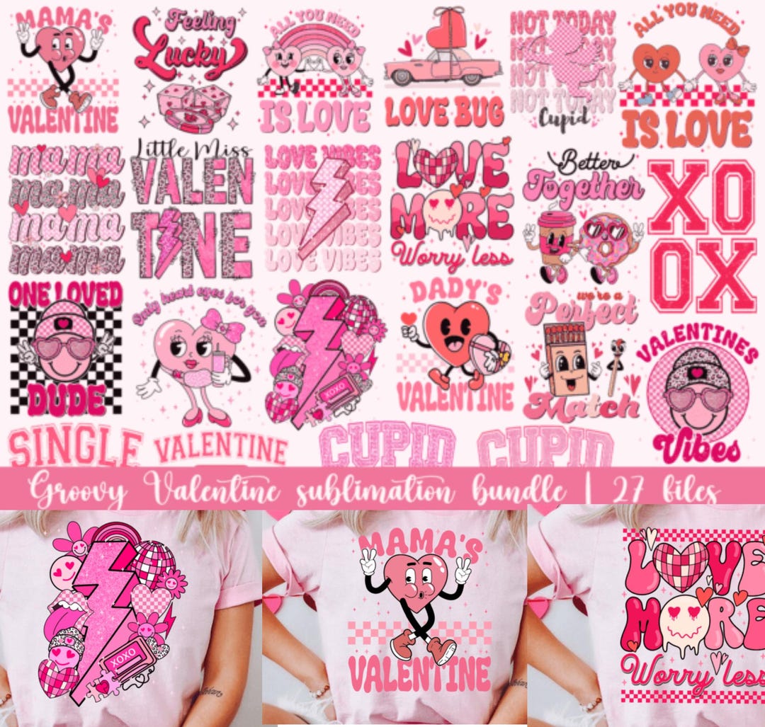 Retro Valentine Clipart Bundle, Retro Valentine Png, Valentines Clip ...