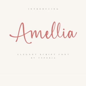 Amelia Font, Script Font, Handwritten Font, Wedding Font, Romantic Font, Commercial Use, Cricut ...