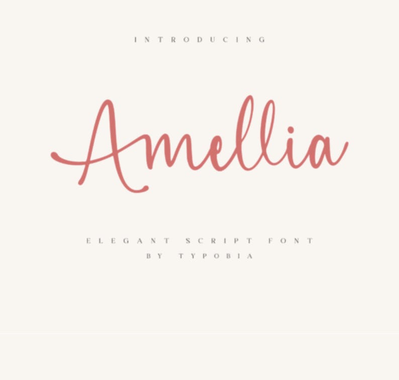 Amelia Font, Script Font, Handwritten Font, Wedding Font, Romantic Font, Commercial Use, Cricut ...