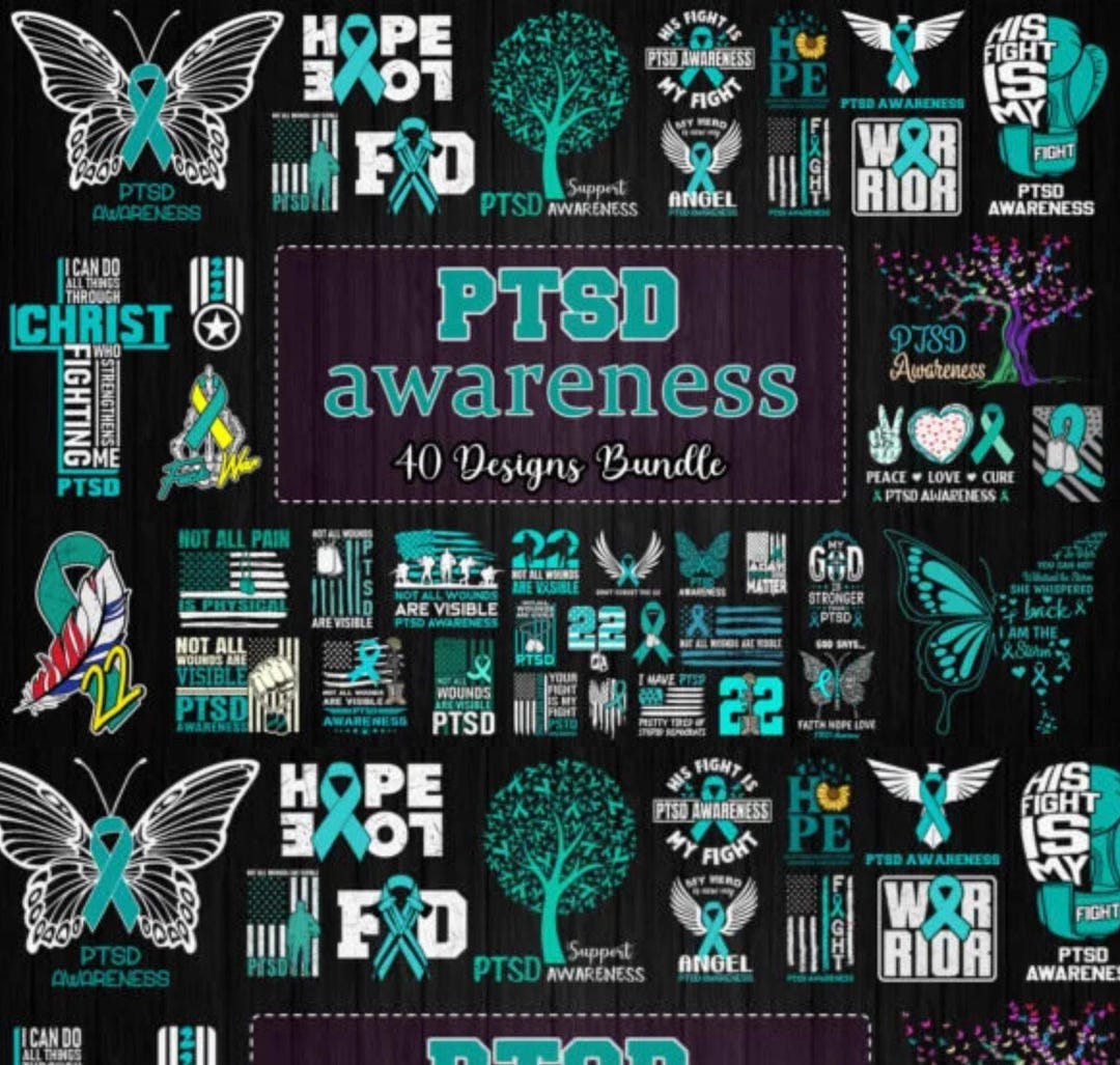 Teal PTSD Awareness SVG, Bundle of 18, Veteran Mental Health Awareness ...