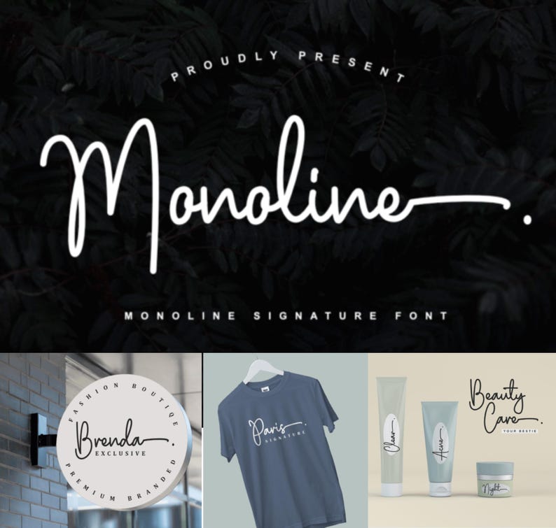 Retro Monoline Font, Script Font, Branding Font, Logo Font, Font for ...