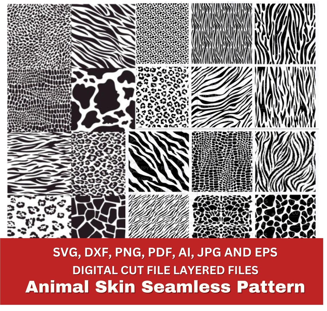 64 Animal Skin Svg, Animal Pattern Svg, Leopard, Cow, Tiger, Zebra ...