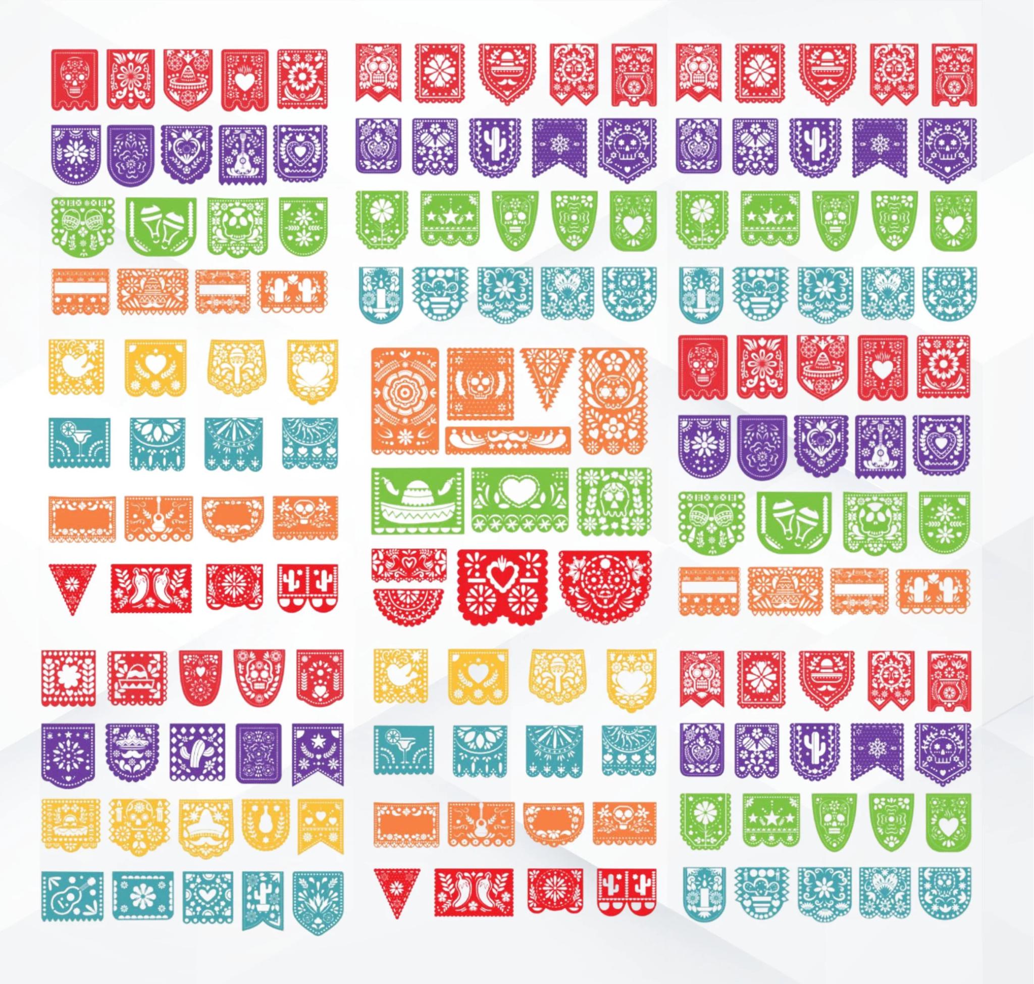 Papel Picado, Mexican Fiesta, Banner Graphic, Tiles Graphic, Alphabet ...