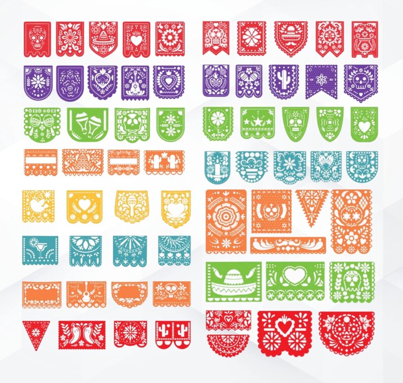 Papel Picado, Mexican Fiesta, Banner Graphic, Tiles Graphic, Alphabet ...