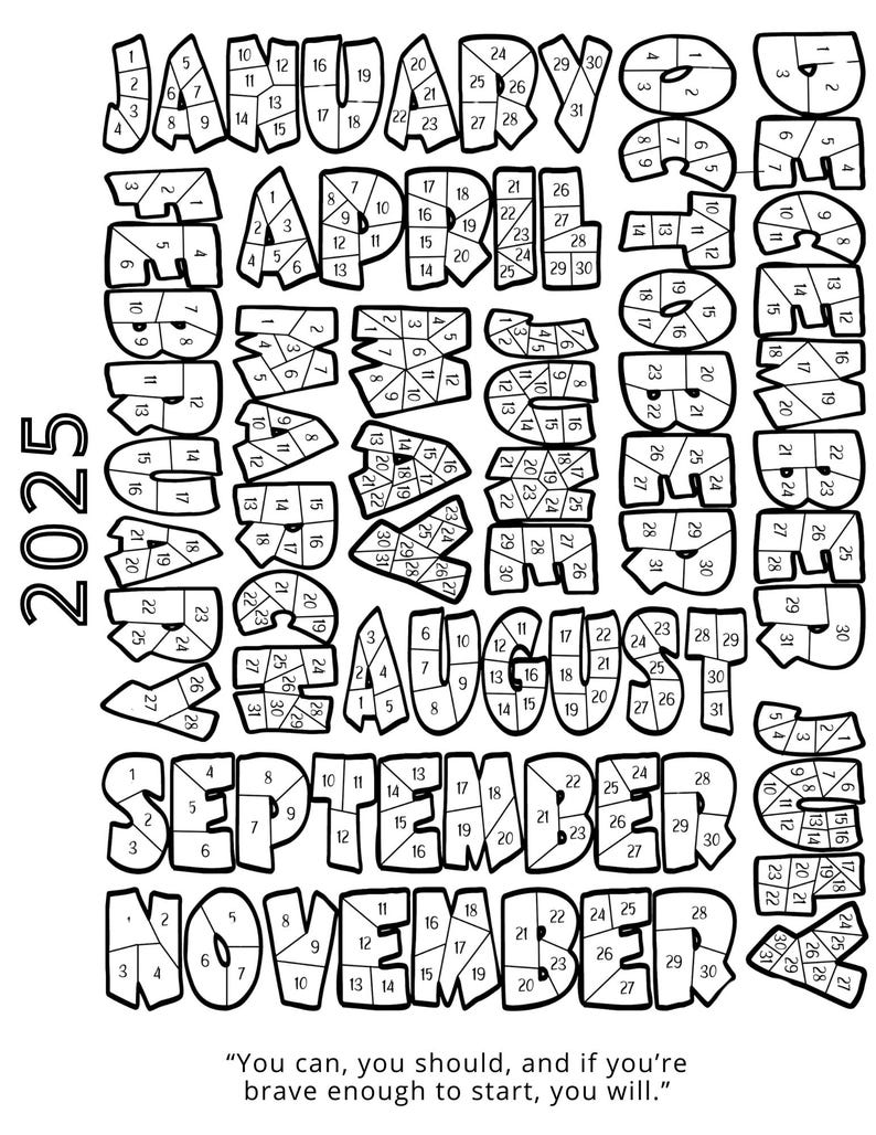 Printable 2025 Goal Tracker Coloring Sheet - Etsy