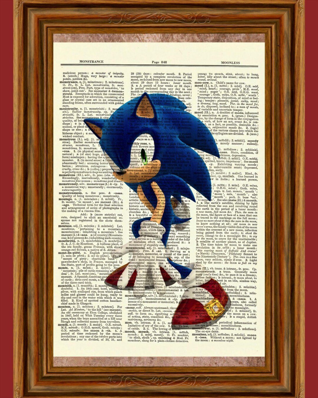 Sonic the Hedgehog, Vintage Dictionary, Upcycled, Art Print, Picture ...