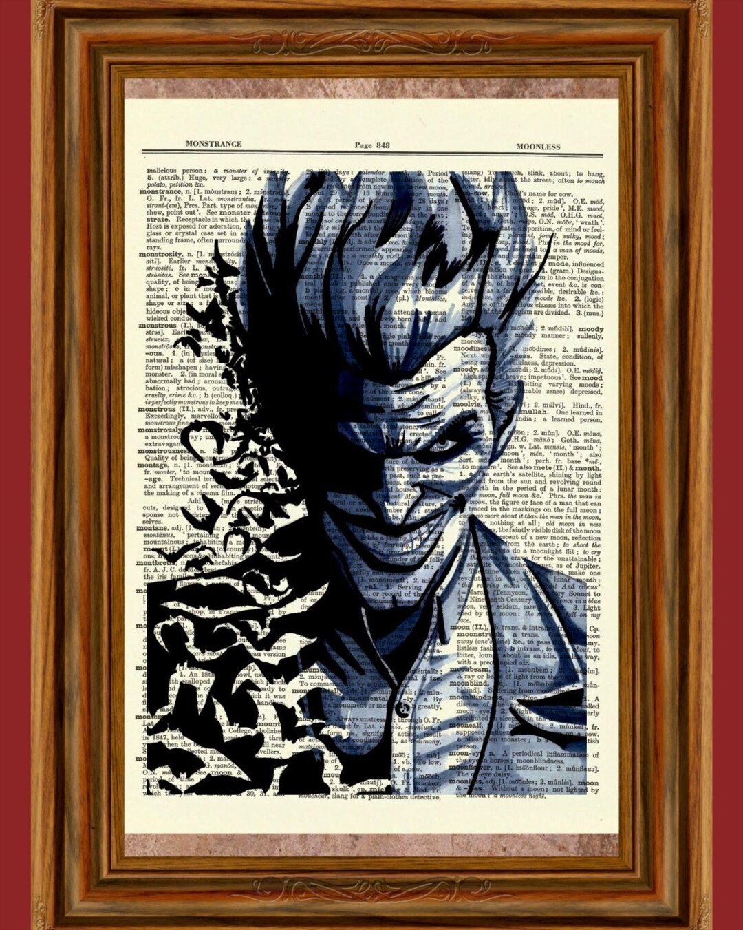 Joker, Arkham Asylum, Batman, Vintage Dictionary, Upcycled, Art Print ...