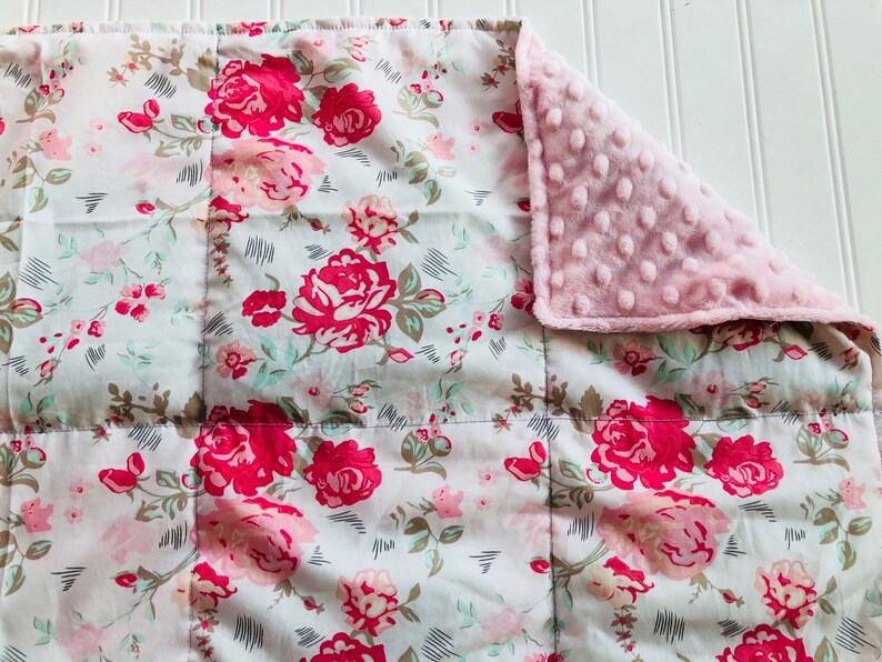 Weighted Blanket Adult Size 40x60 Inches Pink Roses - Etsy