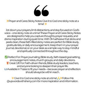 Prayer and Cares Sticky Notes | Faith Gift for Her, Bible Study Notepad ...