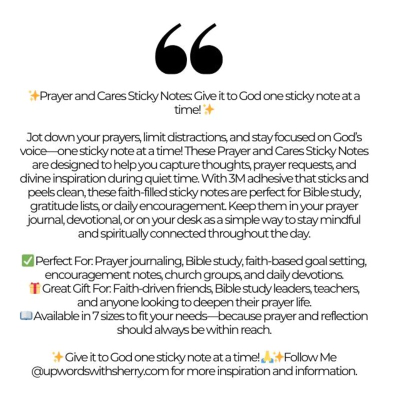 Prayer and Cares Sticky Notes | Faith Gift for Her, Bible Study Notepad ...