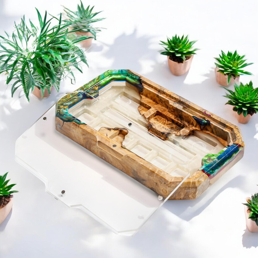 Luxury Artisan Keycap Display Box – Premium Handmade Wood & Epoxy Resin ...