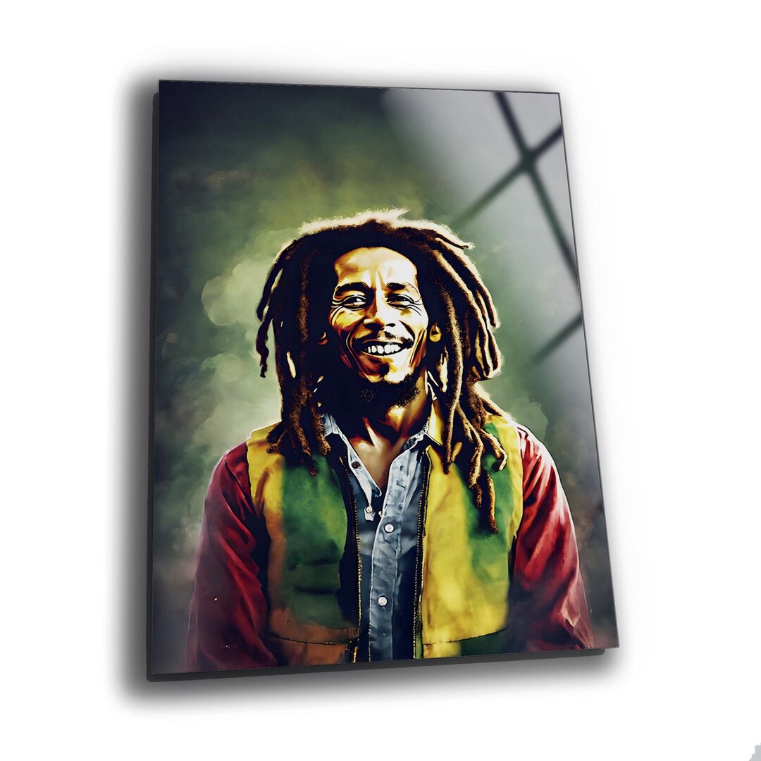 Reggae Legend Glass Portrait, Rasta Style Art, Ready to Hang - Etsy