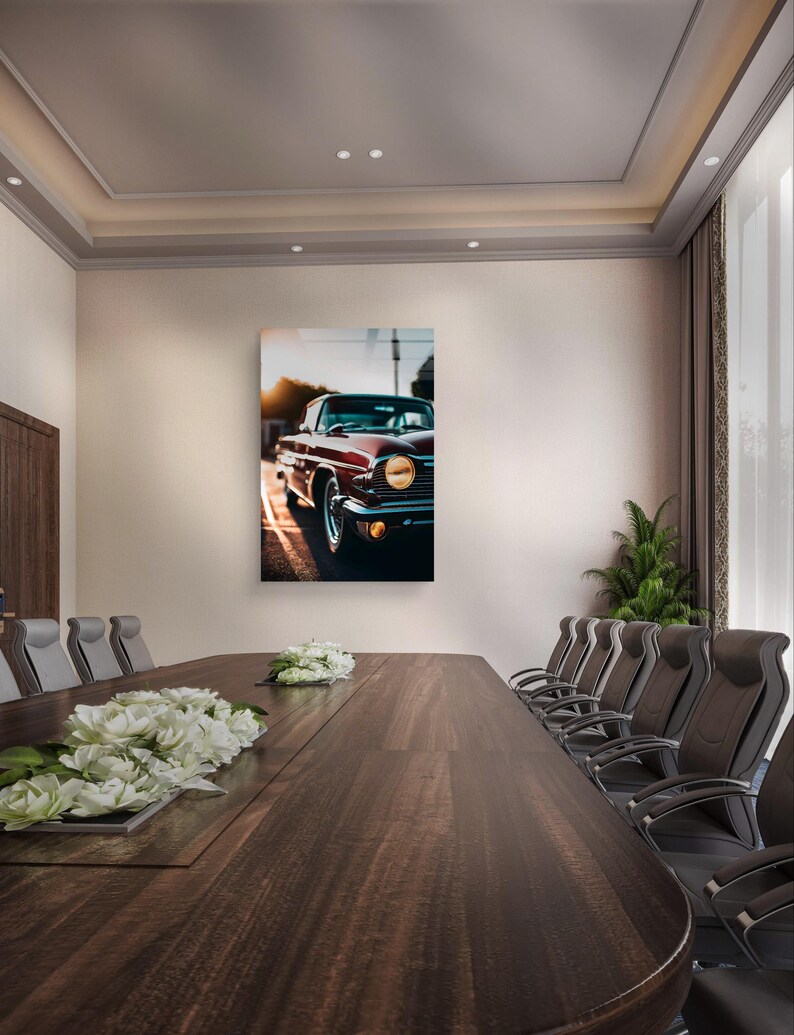 Classic Car Glass Wall Art: Minimalist Home & Office Decor - Etsy
