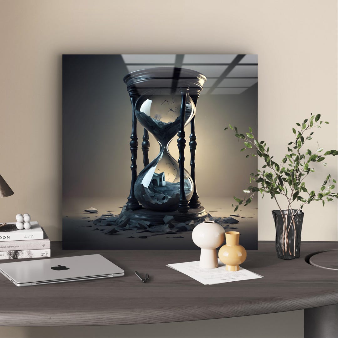 Hourglass Tempered Glass Wall Art: Modern Home Office Decor - Etsy