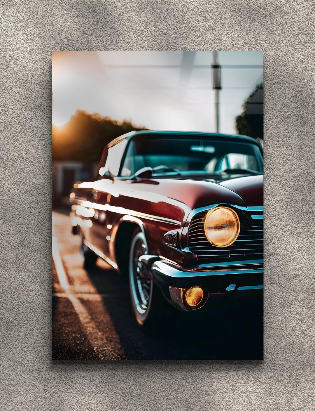 Classic Car Glass Wall Art: Minimalist Home & Office Decor - Etsy