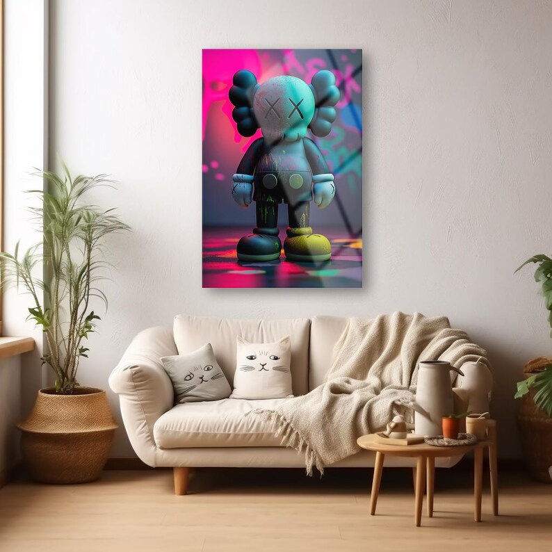 Kaws Wall Art Tempered Glass Art , High Quality , Vivid Colors , Glass ...