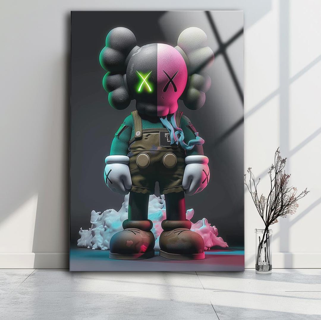 Kaws Glass Wall Art Decorative Modern Artwork for Home & Office Decor ...
