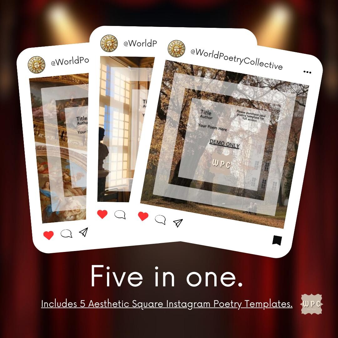 Instagram Square Poetry Templates - 5 Dark Academia Blanks - Etsy