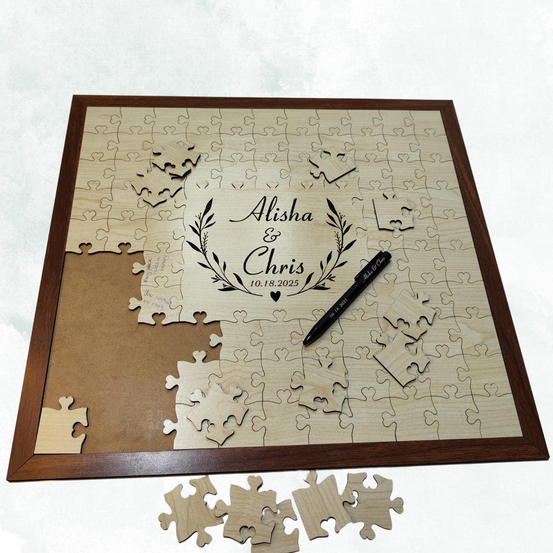 Wooden Guest Book Puzzle, Wooden Guest Book, Wedding Puzzle, Guest Book ...