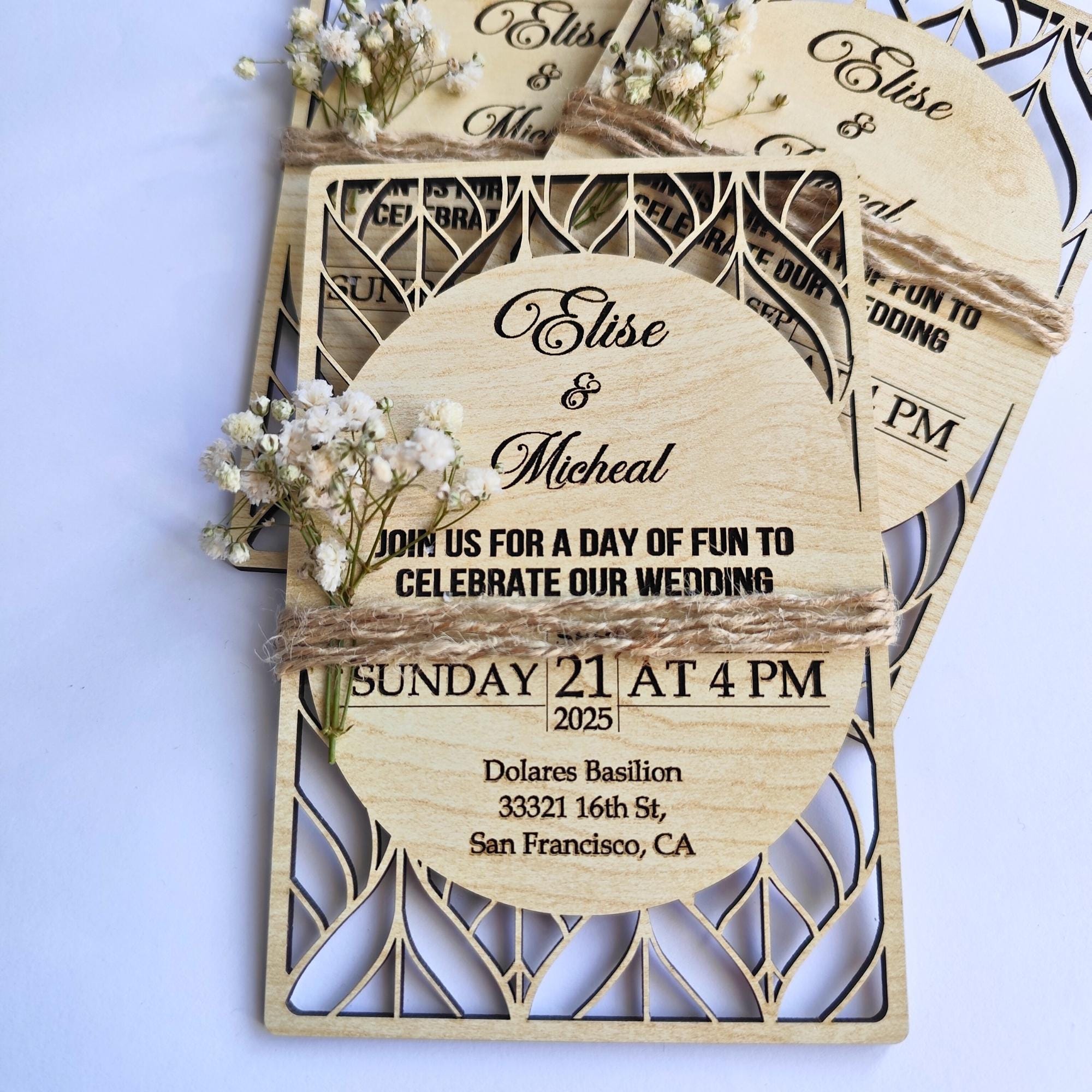 Wooden Wedding Invitation Set Rustic Wedding Invitation Rustic Invites ...
