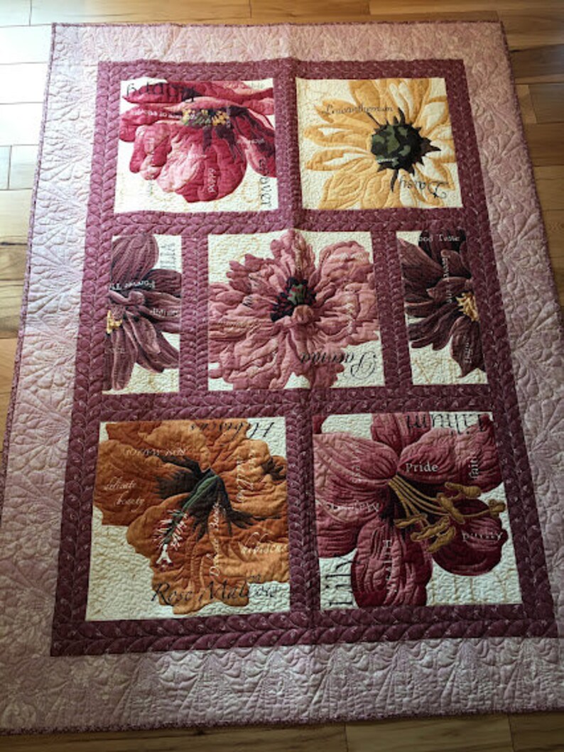 Floral Panel Cotton Quilt (48x67) - Etsy