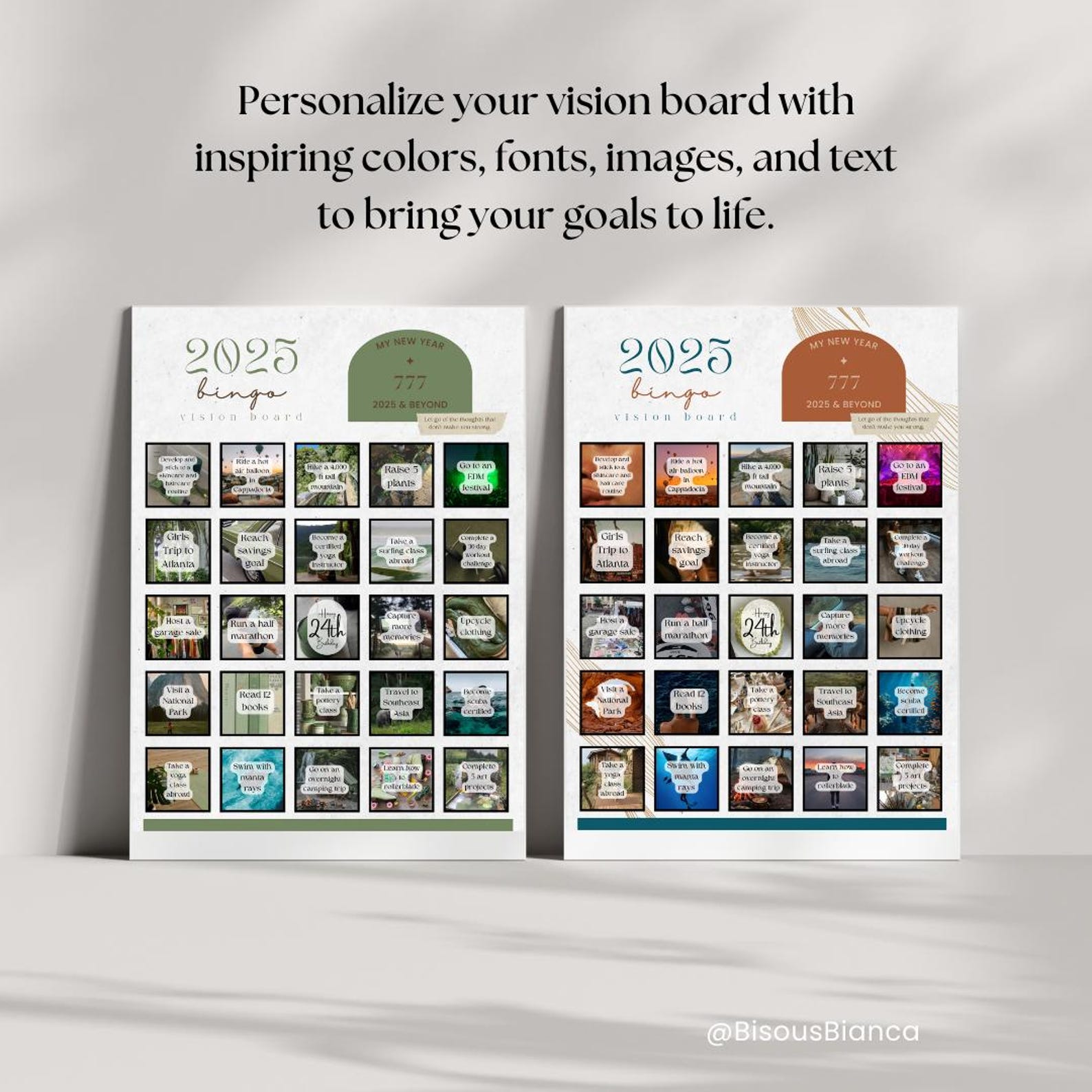 2025 Vision Board Template - Printable Bingo Style, Goal Setting ...