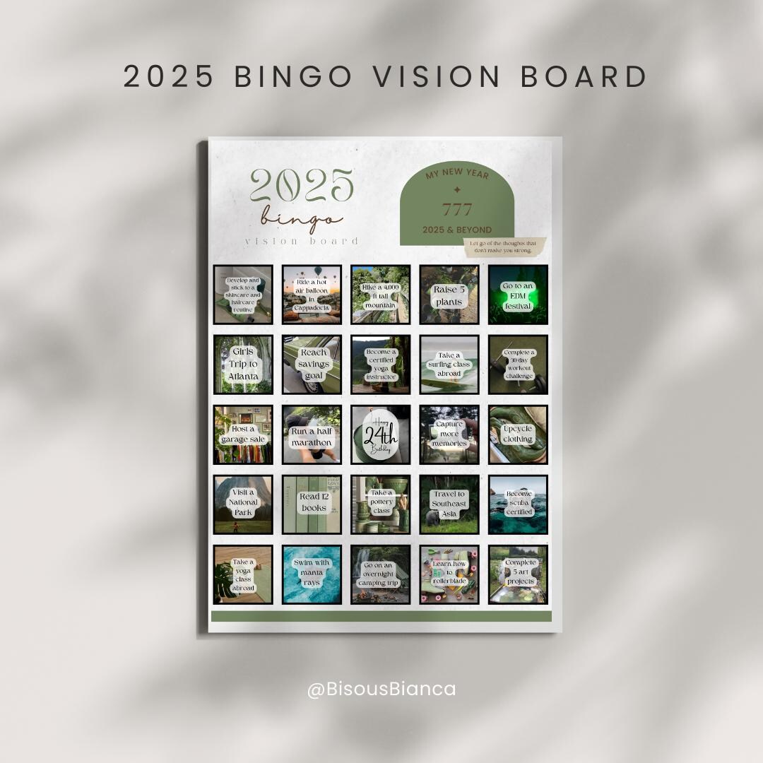 2025 Vision Board Template - Printable Bingo Style, Goal Setting ...