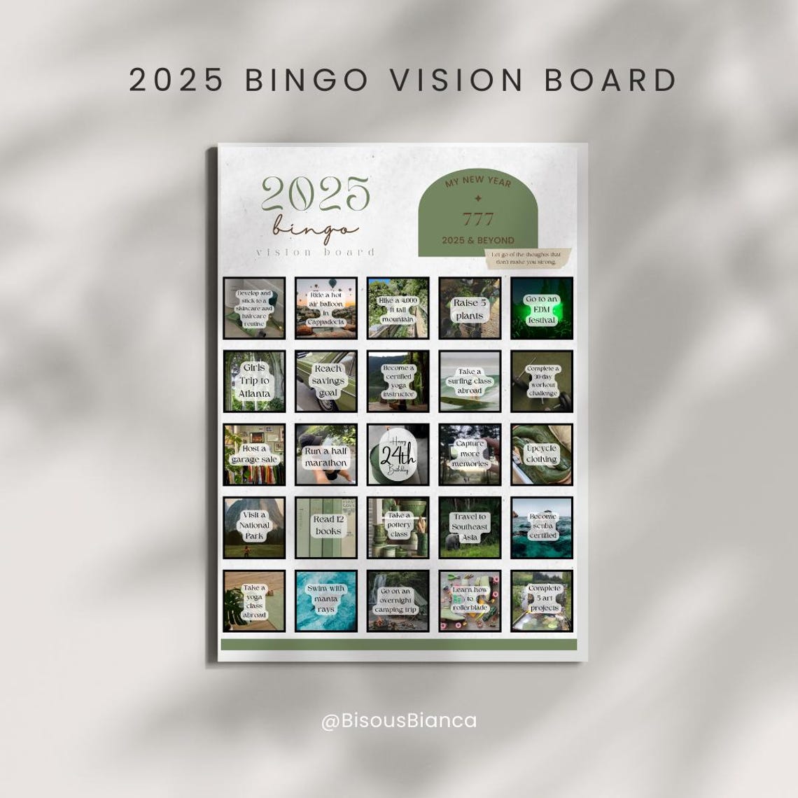 2025 Vision Board Template - Printable Bingo Style, Goal Setting ...